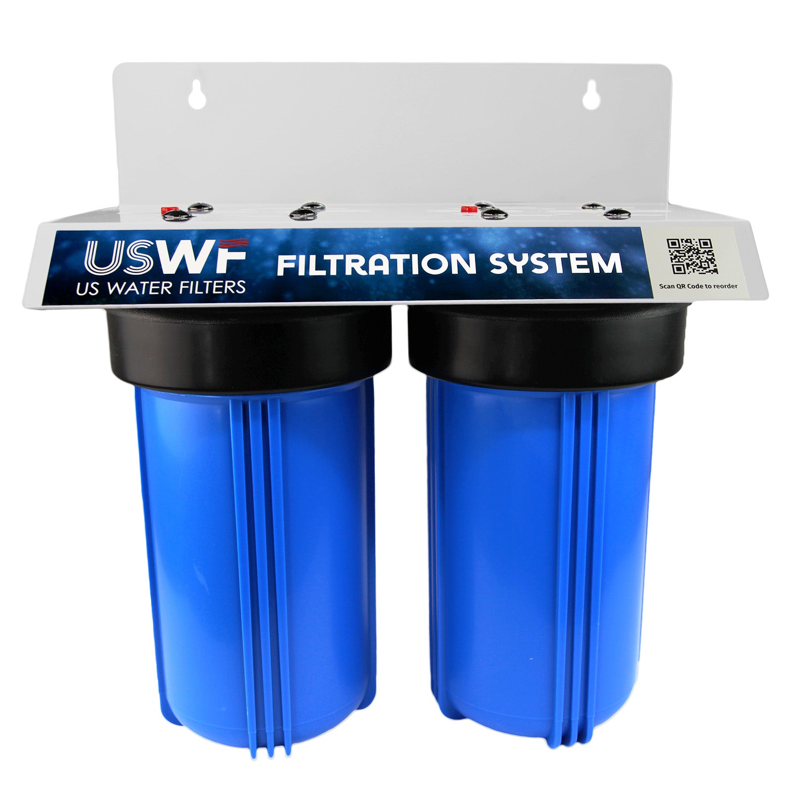 USWF 2-Stage 10" Double Big Blue Heavy Duty Whole House Filter Housing ...