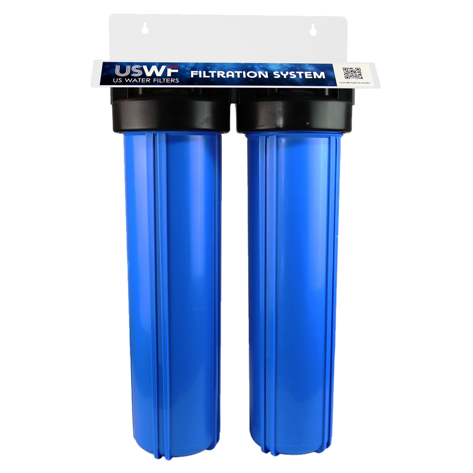 USWF 2-Stage 20" Double Big Blue Heavy Duty Whole House Filter Housing ...